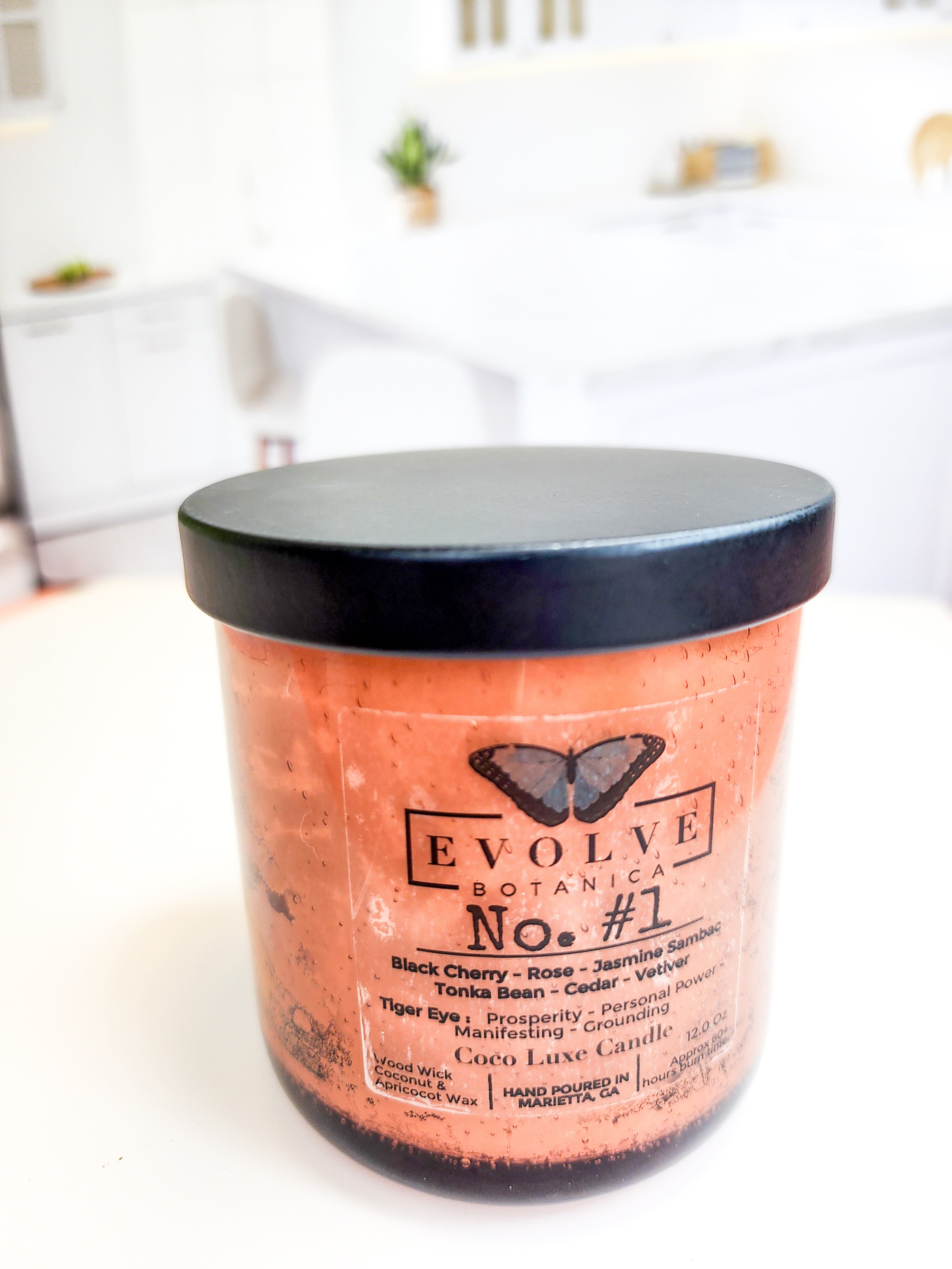 No. #1 Coco Luxe 9oz Candle - Tiger Eye Crystal Soy Candle – Evolve ...