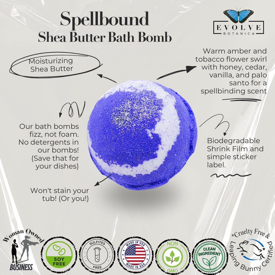 Spellbound Bath Bomb - Amber, Resin, Spell Book – Evolve Botanica